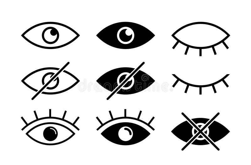 See and Unsee Eyes Icon Set. Hide and Unhide Symbol. Sensitive Content ...