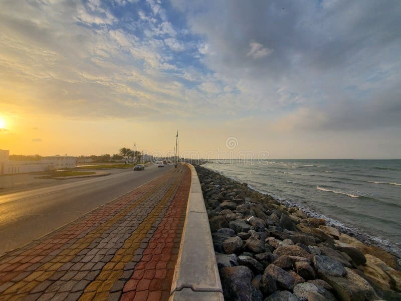 Seeb Beach Road, Muscat, Oman Stock Photo - Image of shore, muscat ...