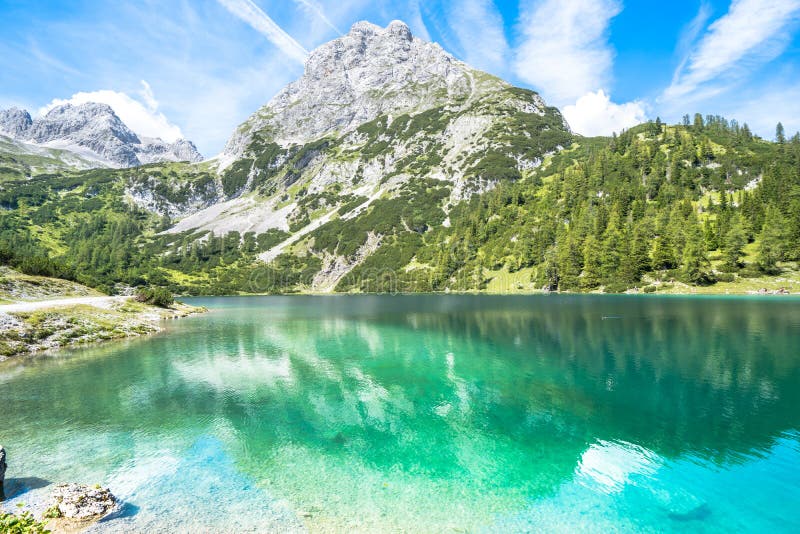 Seebensee lake, Austria stock photo. Image of dragonkopf - 259644612