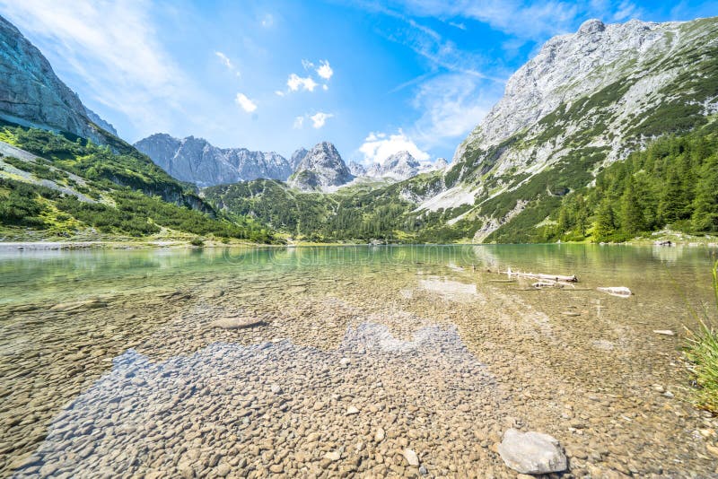 Seebensee lake, Austria stock photo. Image of bank, cloud - 264069754