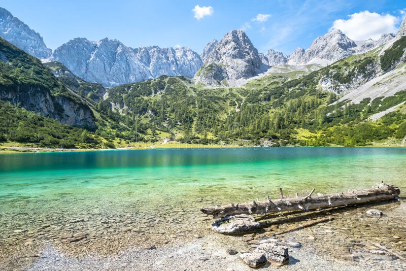 Seebensee lake, Austria stock image. Image of reflection - 265103695