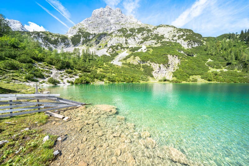 Seebensee lake, Austria stock photo. Image of peak, stone - 267139474