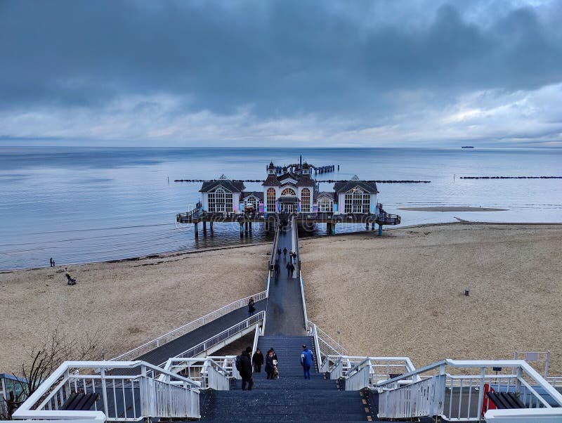 Seebruecke Sellin Building Beach Ostsee Dramatic Sky Stock Image ...