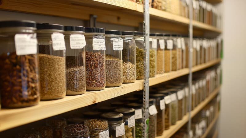 Seed Bank Shelves in Storage Stock Photo - Image of indoors, delicious ...