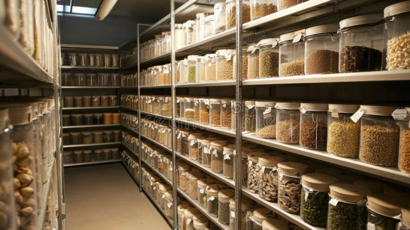 Seed Bank Shelves in Storage Stock Image - Image of food, rice: 334359055
