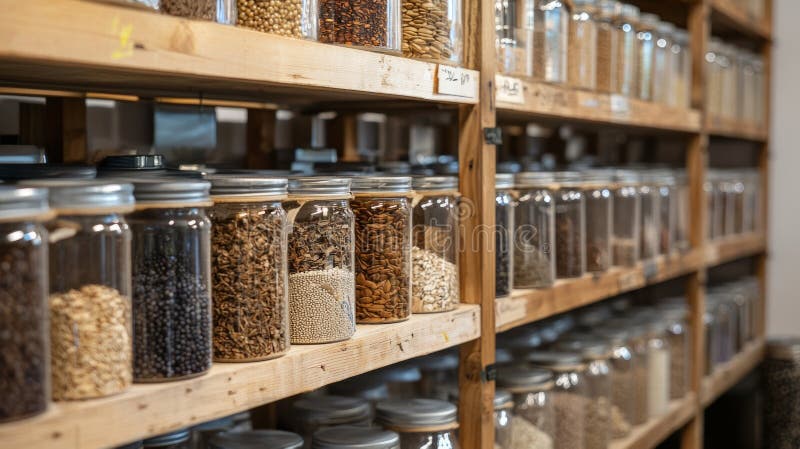 Seed Bank Shelves in Storage Stock Photo - Image of market, cashews ...