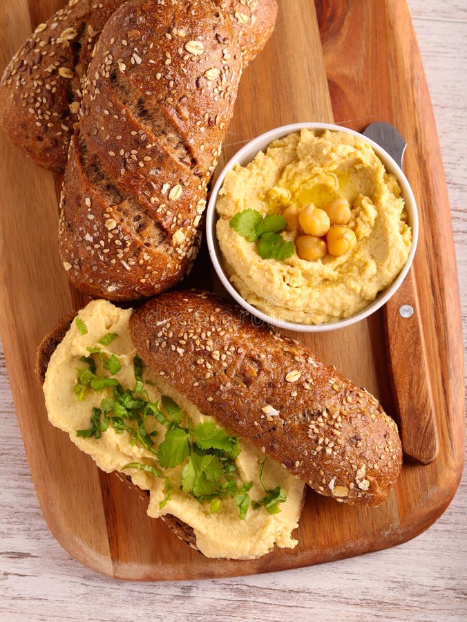 Seed Brown Buns with Homemade Hummus Stock Image - Image of cucumber ...