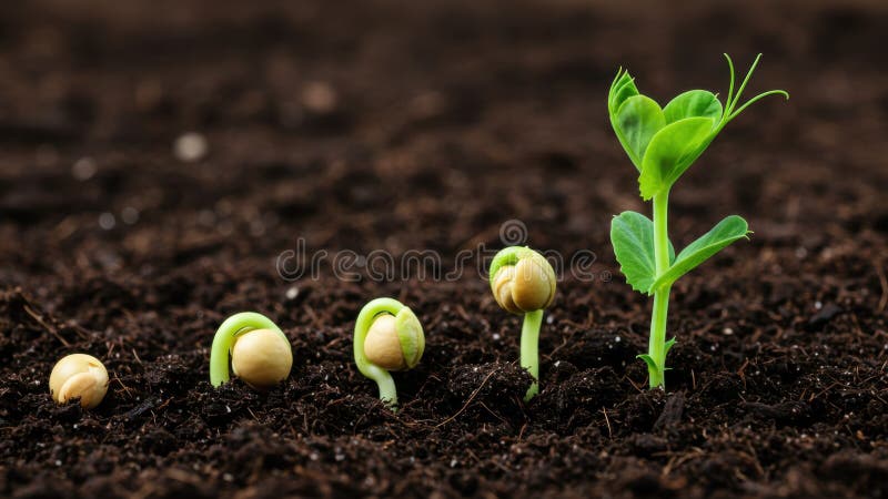 Seed Germination Stages stock illustration. Illustration of agriculture ...