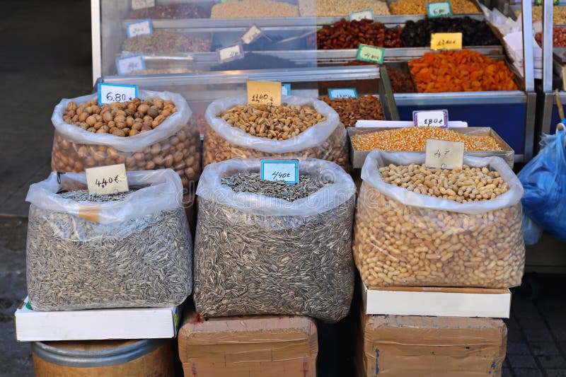 Seed Nuts Bulk Sacks stock photo. Image of ingredients - 288679562