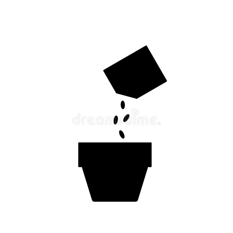 Seed Planting in Pot Icon, Pack of Seeds, Black Vector Symbol Stock ...