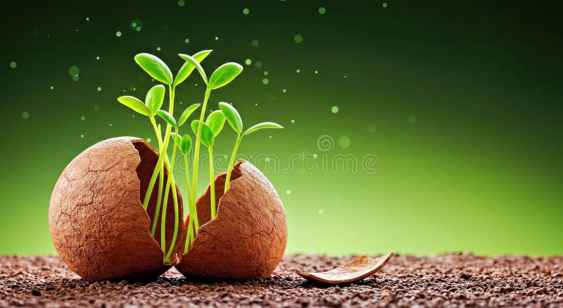 A Seed Represented As a Textured Sphere in Earthy Tones, Cracking Open ...