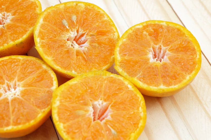 Seed (Selected Focus) of Orange Half Which is at Left Side of Fr Stock ...