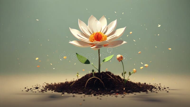 A Seed Sprouting and Growing into a Blooming Flower, Symbolizing the ...