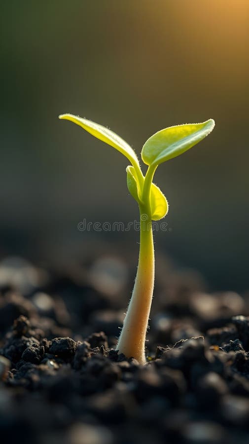A Seed Sprouting and Growing into a Plant Stock Illustration ...