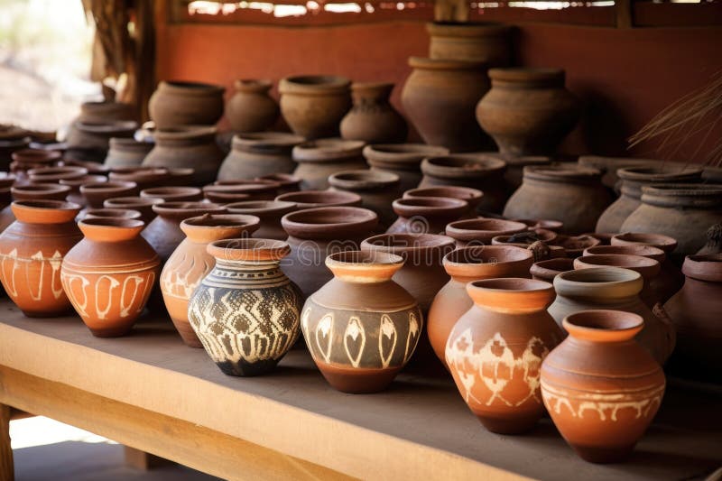 Seed Storage in Traditional Clay Pots Stock Illustration - Illustration ...