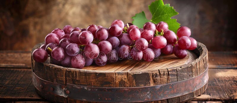 Seedless Grapes on Wooden Barrel Stock Photo - Image of delicious ...