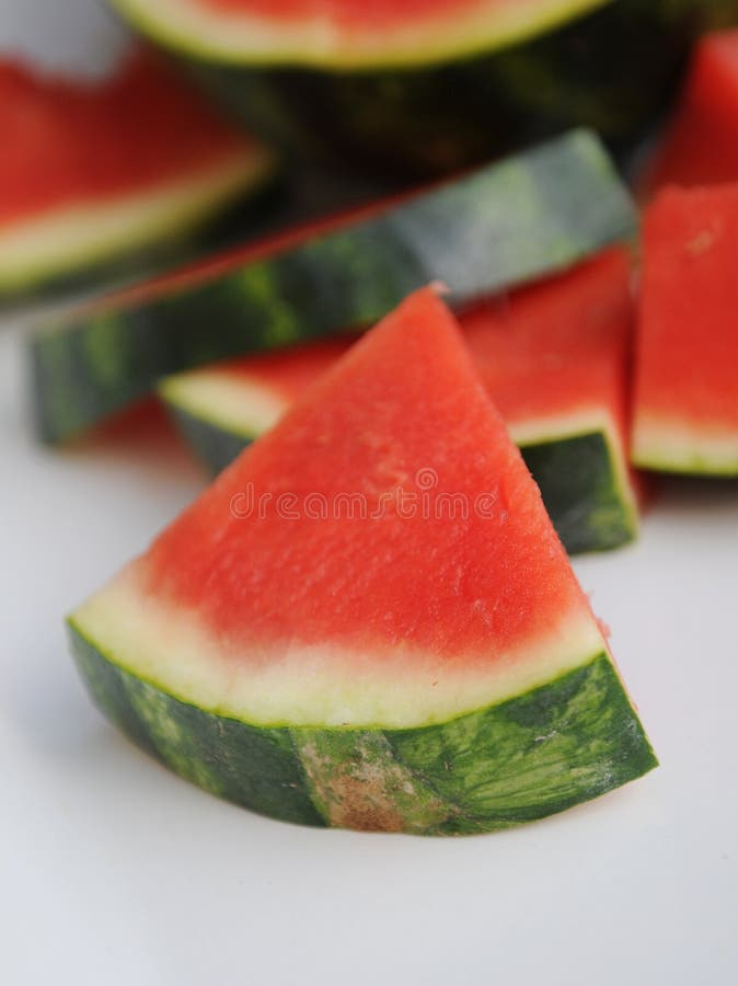 Seedless Watermelon on White Ceramic Platter Close Up Stock Photo ...