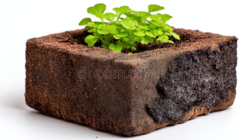 Seedling in Coco Coir Cube stock illustration. Illustration of fruit ...