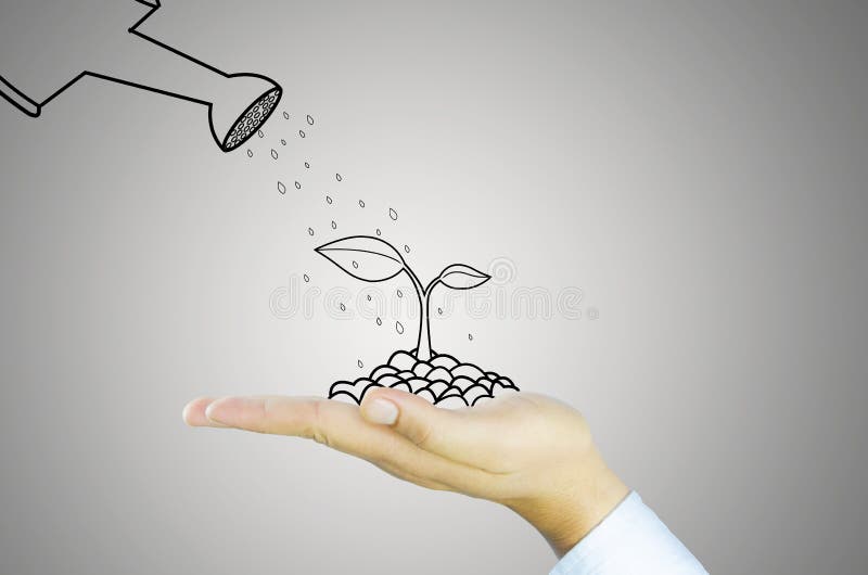 Seedling Growth on Human Hand Stock Illustration - Illustration of ...