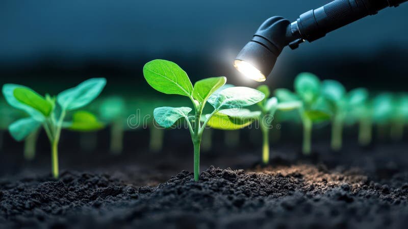 Seedling Growth: Light & Soil Stock Illustration - Illustration of ...