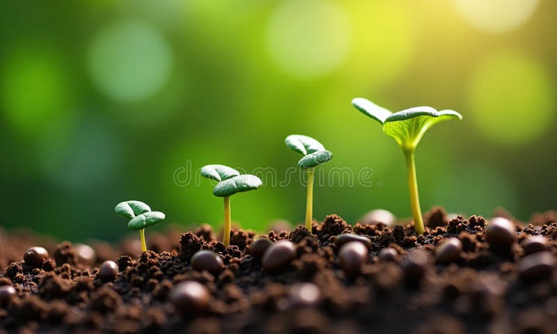 Seedling Growth Stages Sprouting Rich Brown Stock Illustration ...