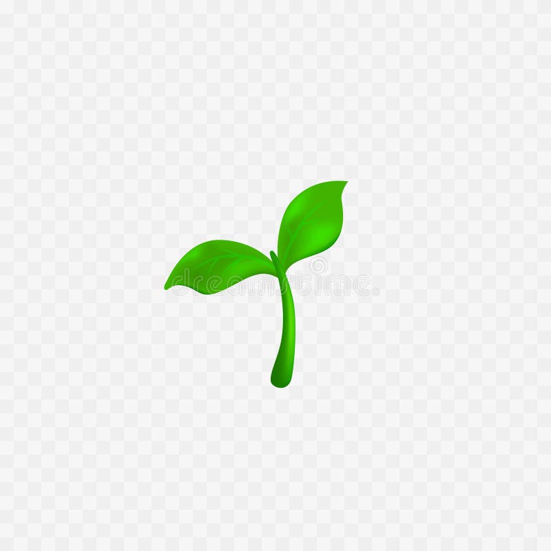 Seedling Icon. Green Plant. Cute Little Realistic Green Leaf Stock ...