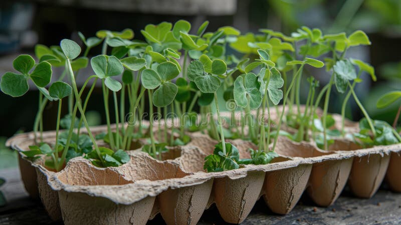 Seedling Plants in Eggs Carton Box, Eco Gardening, Reuse Zero Waste ...