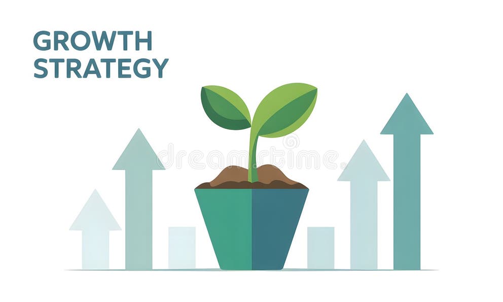 Growth Strategy: Plant & Arrows Stock Illustration - Illustration of ...