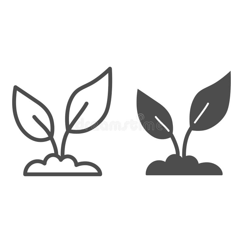 Seedling in a Soil Line and Solid Icon, Ecology Concept, Small Sprout ...