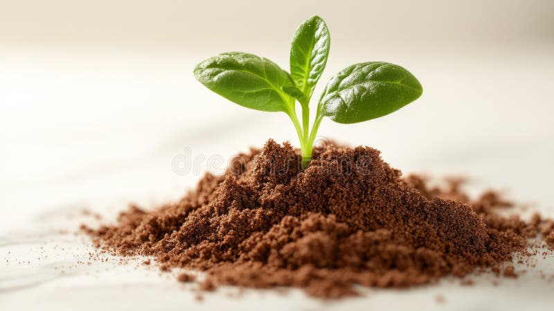 A Seedling Sprouting from a Mound of Soil. Stock Photo - Image of plant ...