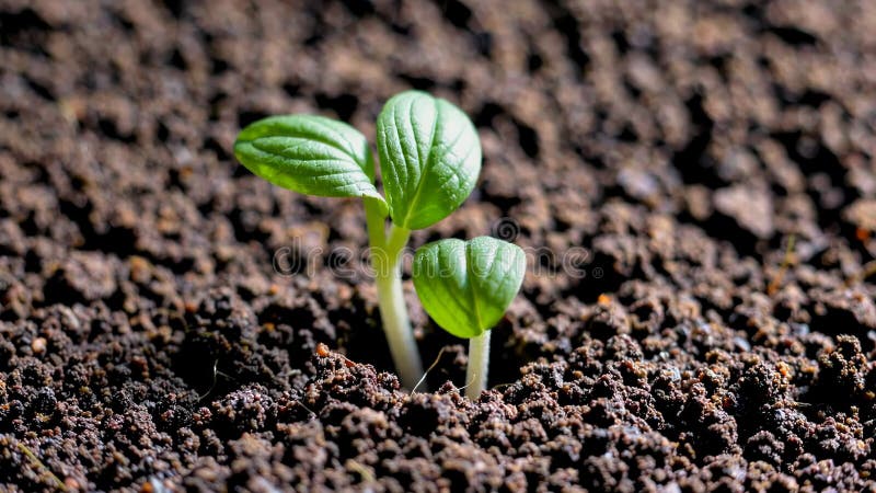 Seedling Sprouting in Rich Soil Under Sunlight, Growth and Nature ...