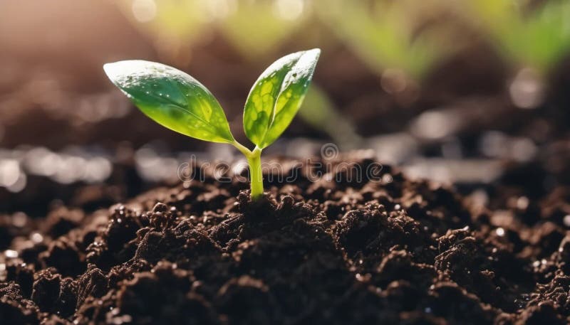Seedling with Two Leaves Close Up Stock Illustration - Illustration of ...