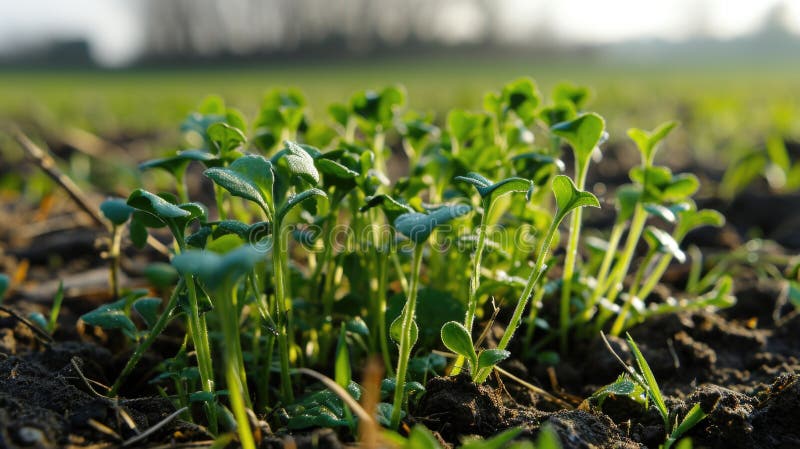 Seedlings Breaking through: a Spring Garden in Progress. Stock Image ...