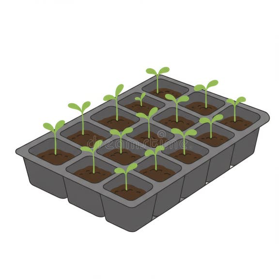 Seedlings Growing in Dark Grey Seed Tray Stock Image - Image of ...