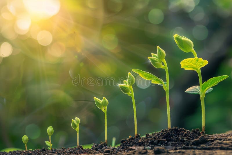 Seedlings Growing in Sunlight Representing Growth and Development Stock ...