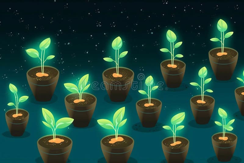 Seedlings in Pots. Background with Seedlings Stock Illustration ...