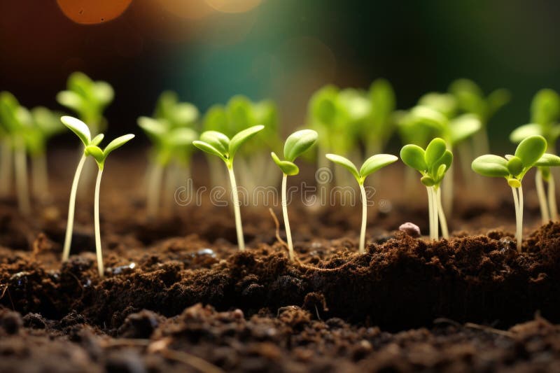 Seedlings Sprouting from Fertile Soil Stock Image - Image of ...