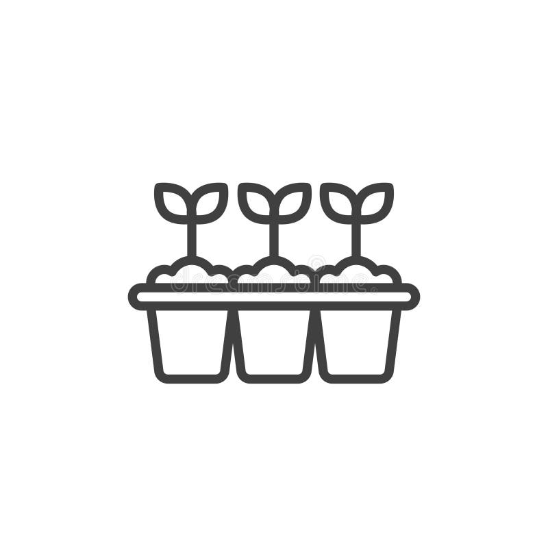Seedlings Tray line icon stock vector. Illustration of line - 358039470
