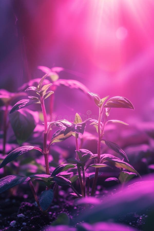 Seedlings, Seedlings Under Special Pink Light Stock Photo - Image of ...