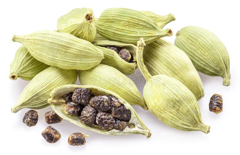 Seeds of Cardamom Spices Isolated on a White Background Stock Photo ...