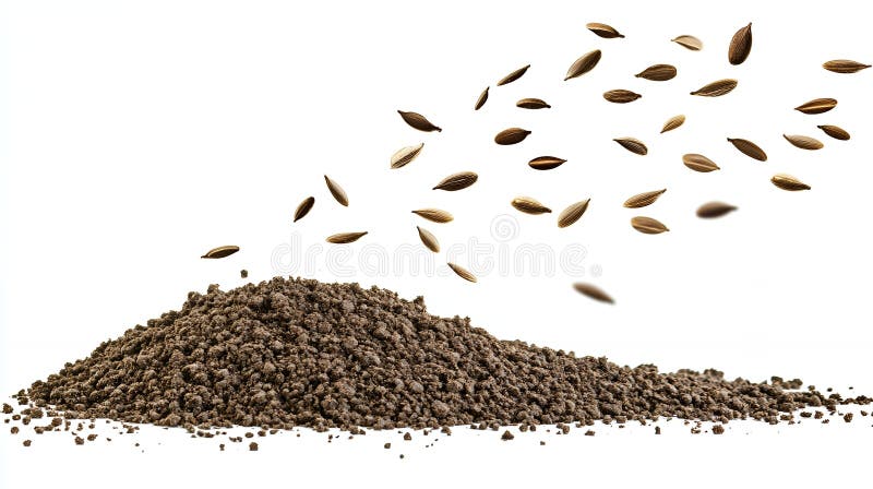Seeds falling onto soil stock illustration. Illustration of texture ...