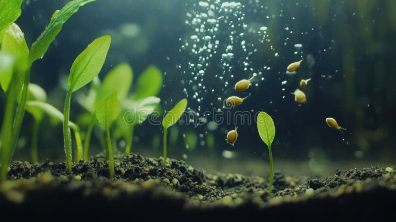 Seeds Falling Onto Soil and Growing Seedlings with New Life Concept ...
