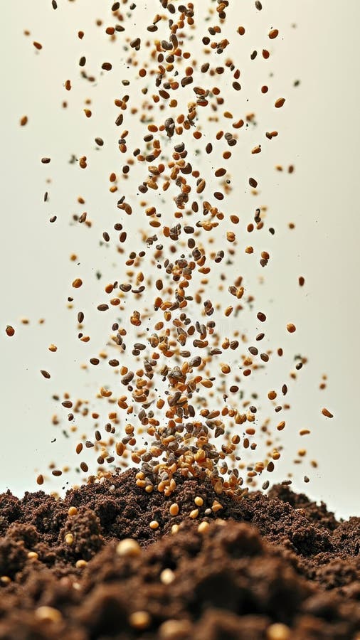Seeds Falling into Soil Capturing Growth and Nature S Potential Stock ...