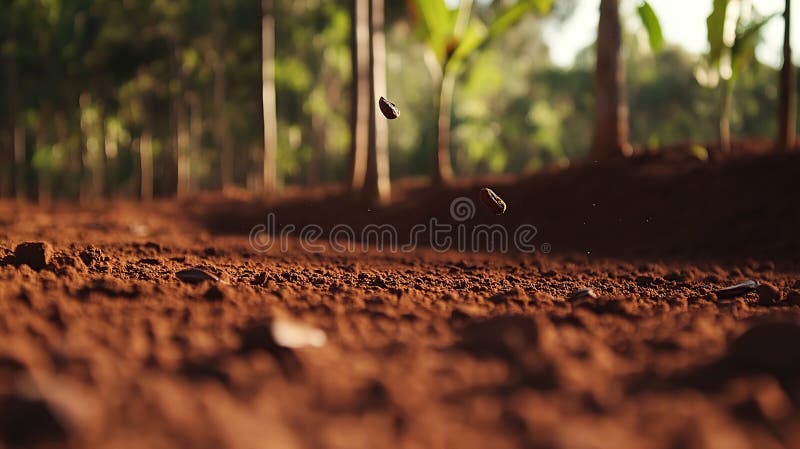 Seeds Falling, Tropical Plantation, Sunrise, Soil Stock Image - Image ...