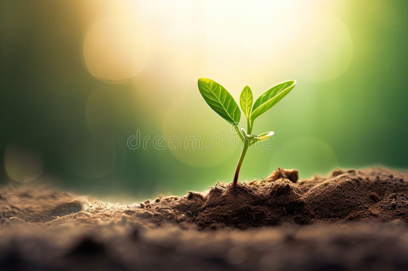 Seeds of a Flower Growing from the Ground with Sunlight Stock Image ...
