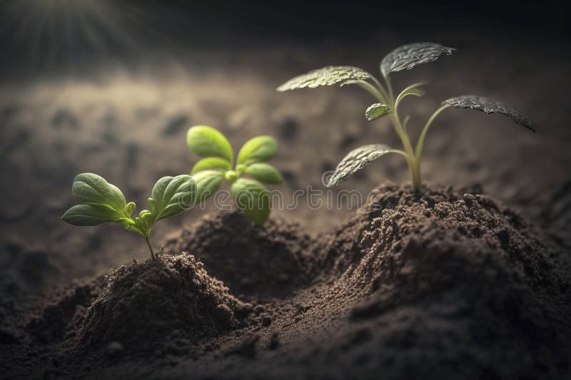 Seeds Growing from the Ground, Created with Generative AI Stock ...
