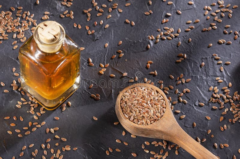 Seeds and Linseed Oil - Linum Usitatissimum Stock Photo - Image of food ...