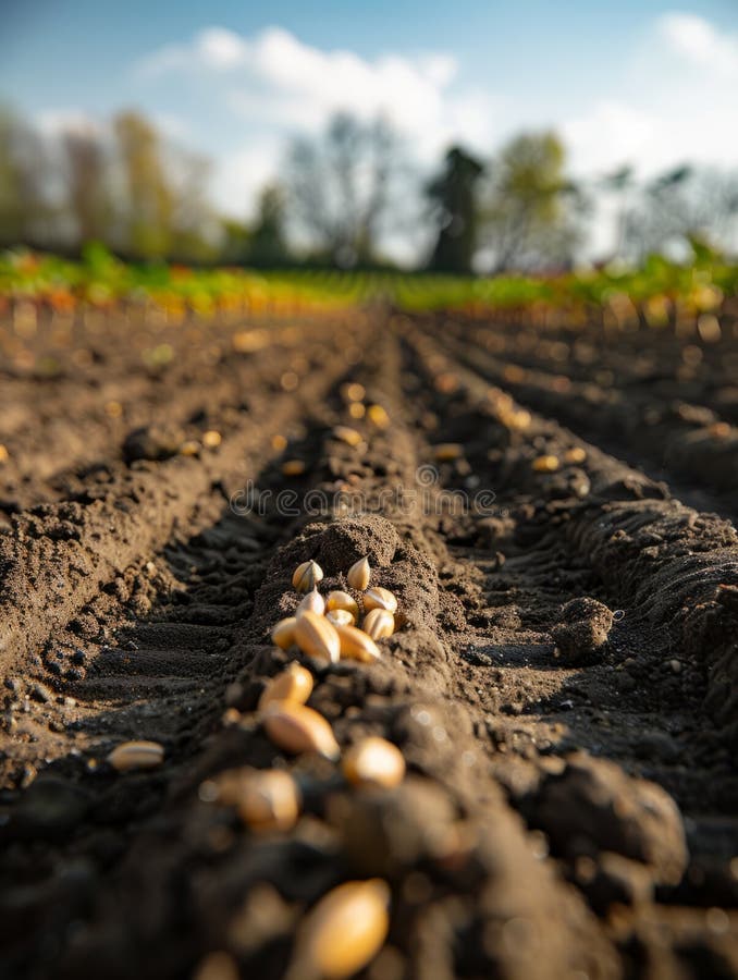 Seeds Planted Soil Blurred Background Farm Field Stock Photos - Free ...