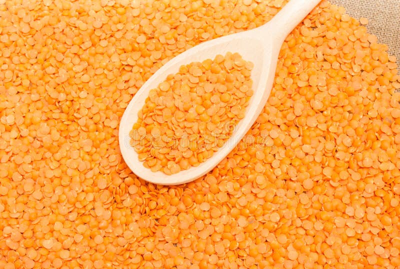 The Seeds of Red Lentils on Canvas Stock Photo - Image of health ...