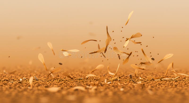 Seeds and Samaras Falling To Ground with Blurred Brown Background Stock ...